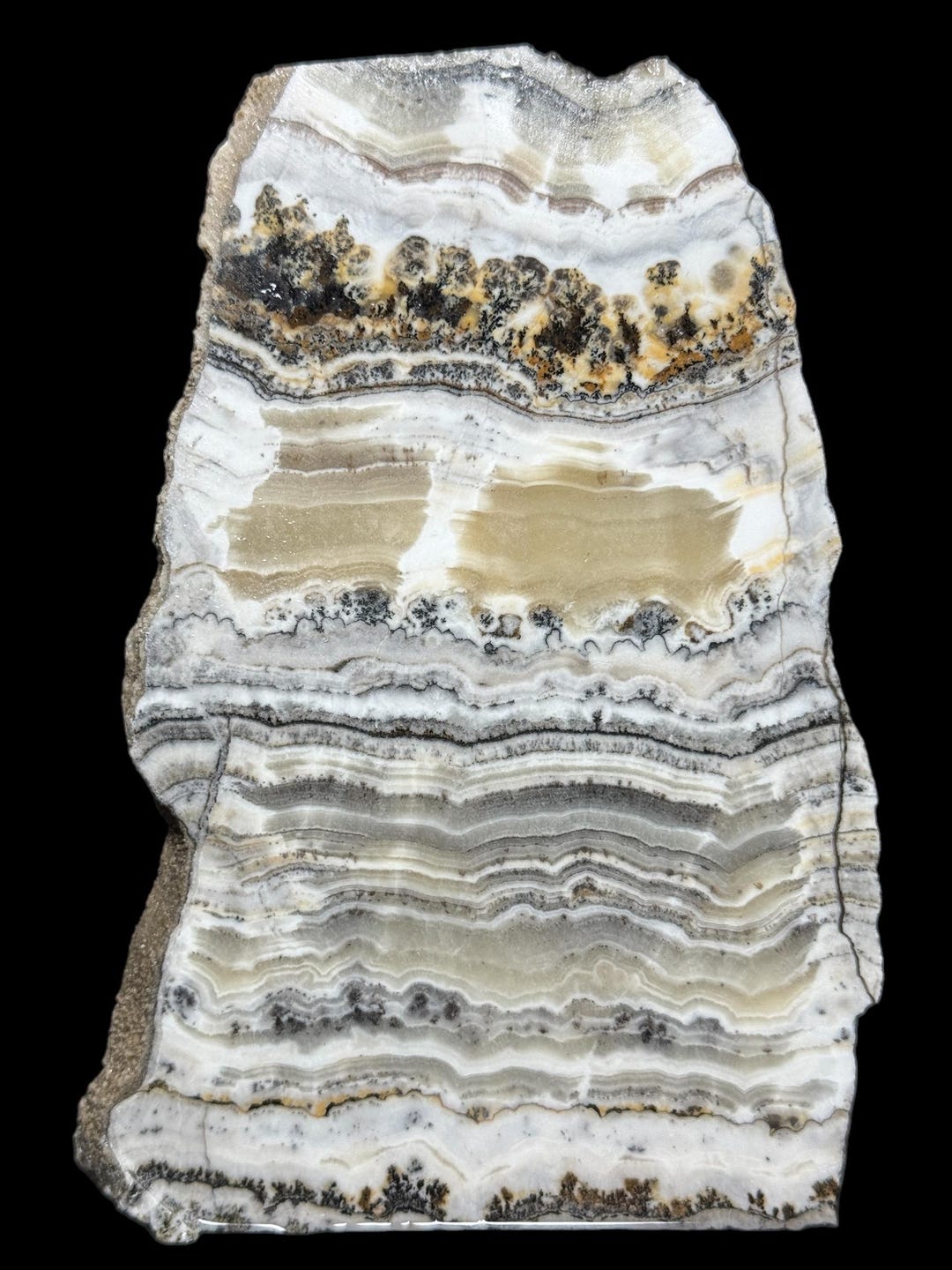 SILVER LACE ONYX Slab - 12.49oz - Lapidary Cabbing Slice Unpolished ...