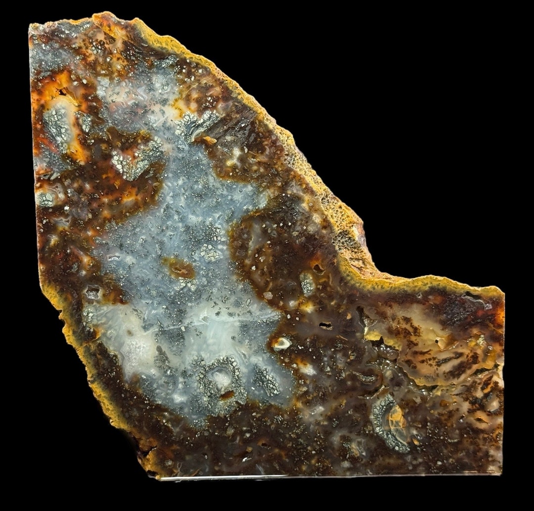 MARCASITE in AGATE Slab - Large Unpolished - 335g / 11.82oz- Lapidary ...