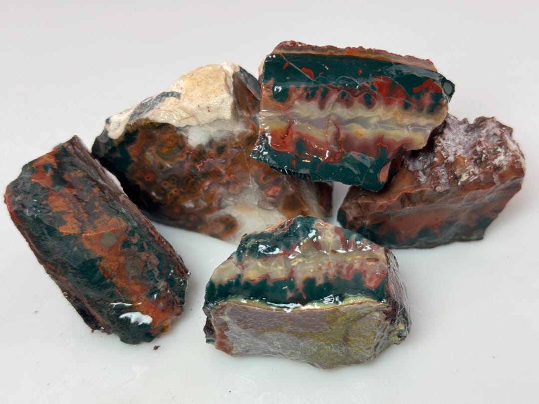 IDAHO SUNSET Seam Agate Rough Rock Lot 13oz Raw Cabbing Tumbling ...