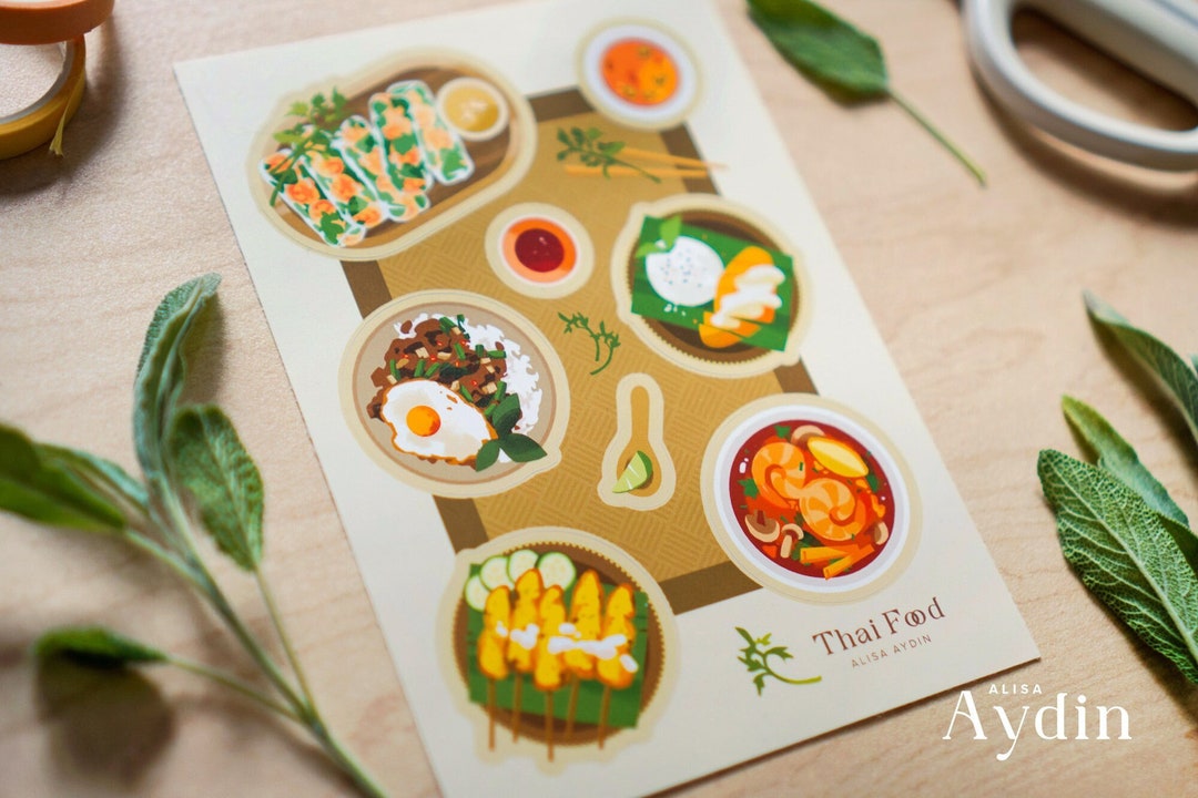 Thai Food Sticker Sheet - Etsy