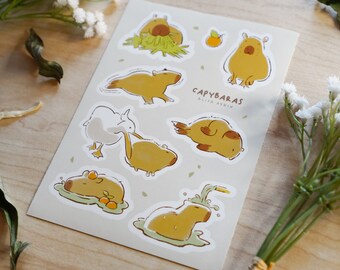 Capybara Cute Animal Clear Sticker Sheet A6 Bullet Journal - Etsy
