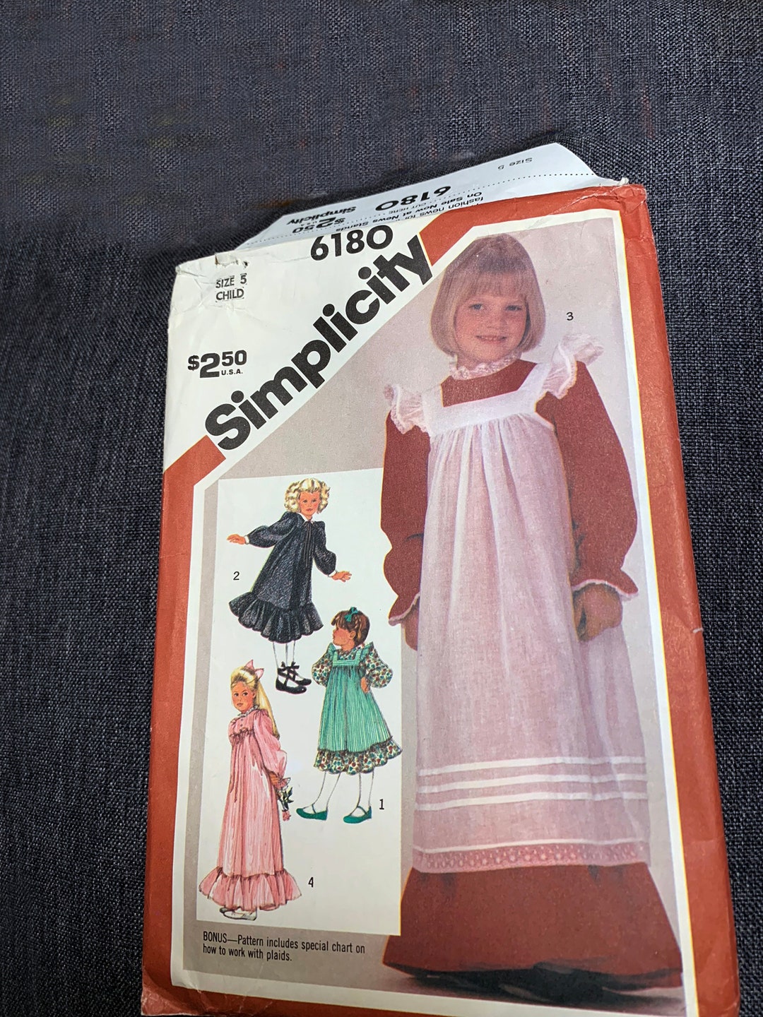 Vintage Simplicity 6180 Girls Pinafore Dress Sewing Pattern: Flower ...