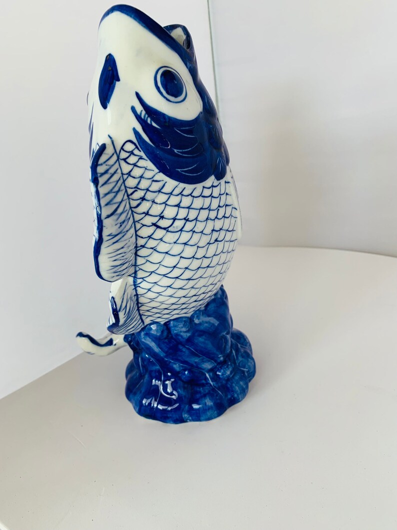 Chinese Ceramic Vase, fish Pond Koi Fish Vase, Vintage Chinoiserie Art ...