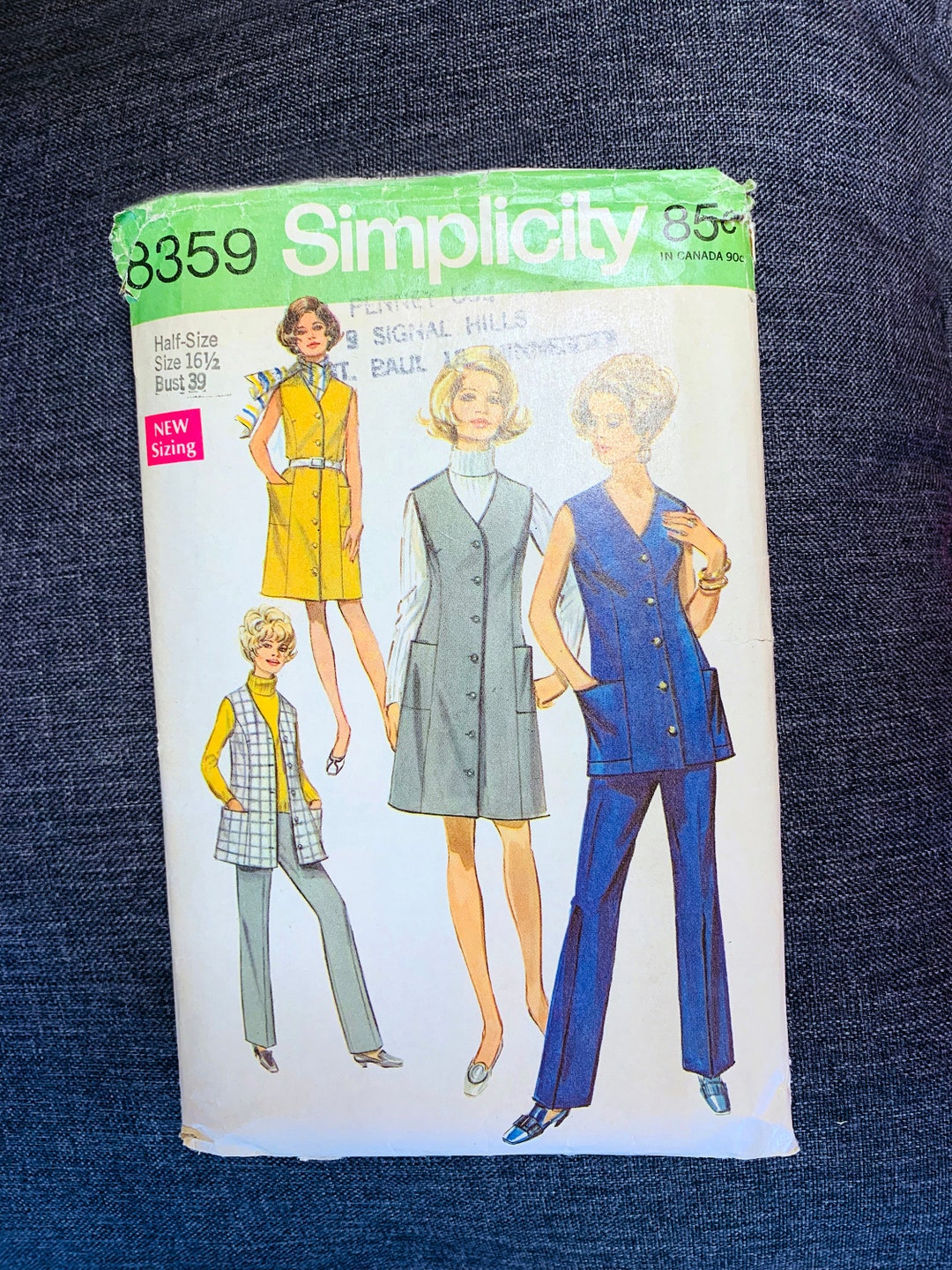 Simplicity 8359 Vintage 1960s Mod Dress and Tunic Sewing Pattern - Size ...