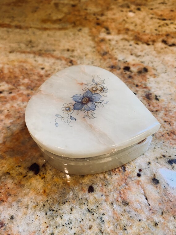 Genuine Alabaster Italian Hand Craved Jewelry Box … - Gem