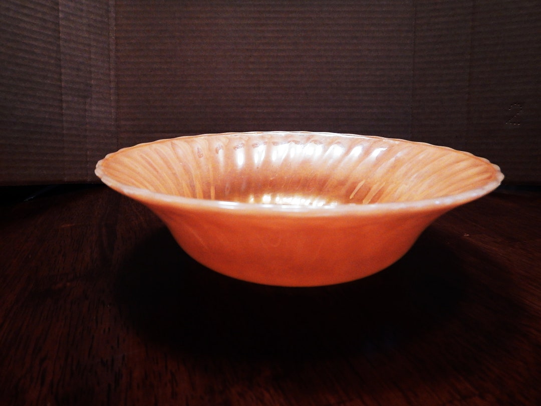 Anchor Hocking Bowl, 8 Peach Lusterware Bowl, Peach Glass Dessert Bowls ...