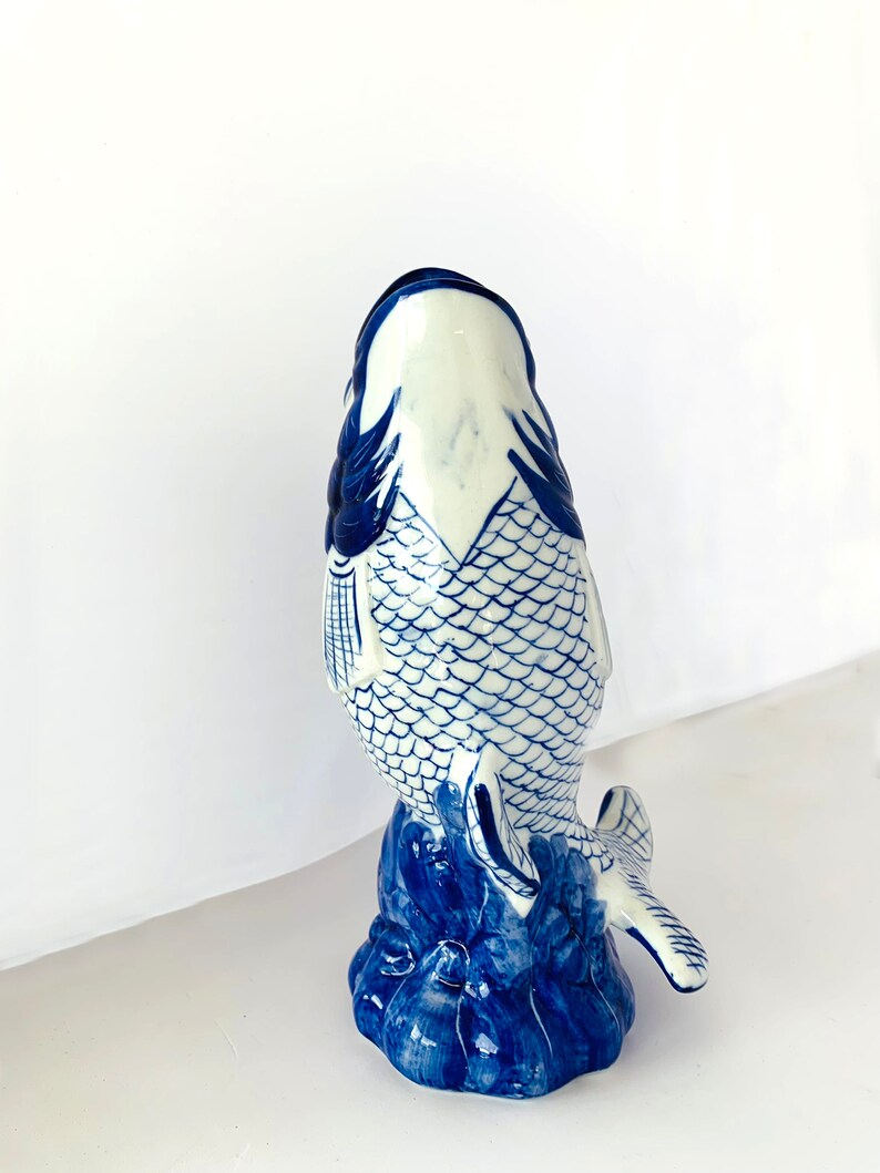 Chinese Ceramic Vase, fish Pond Koi Fish Vase, Vintage Chinoiserie Art ...