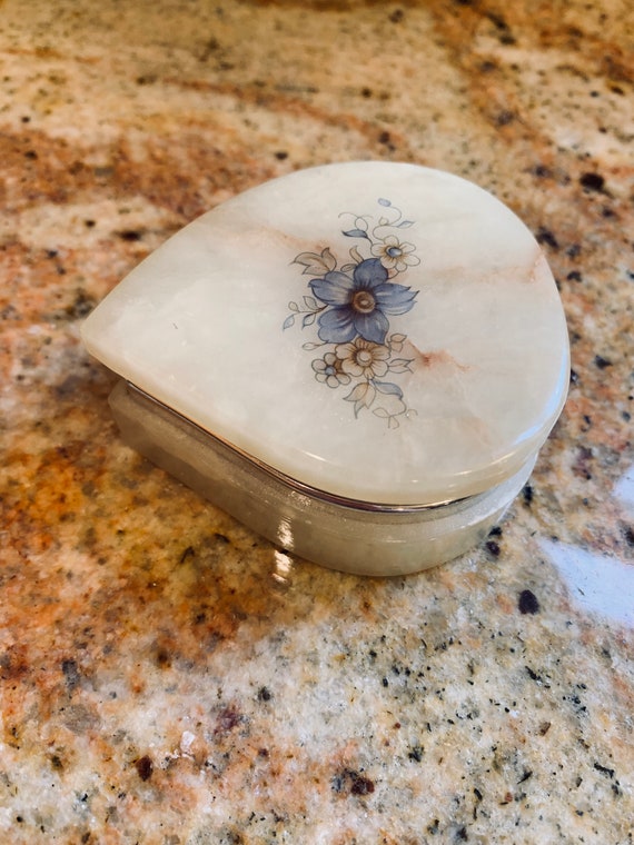 Genuine Alabaster Italian Hand Craved Jewelry Box … - Gem