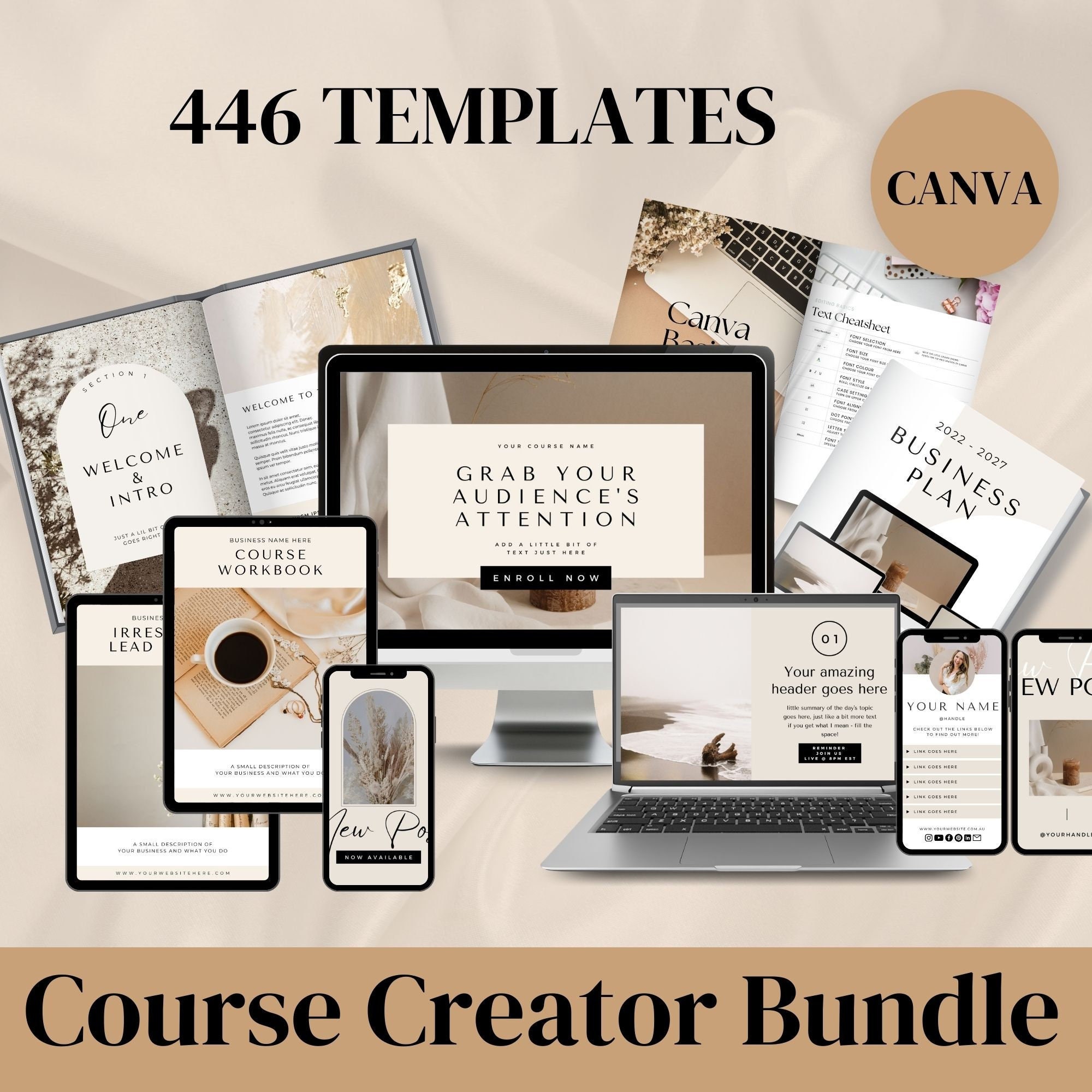 Course Creator BUNDLE Template for Canva, INSTANT DOWNLOAD Templates ...