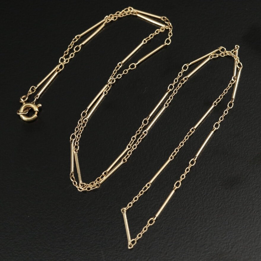 14K Yellow Gold Chain Link Necklace - Etsy