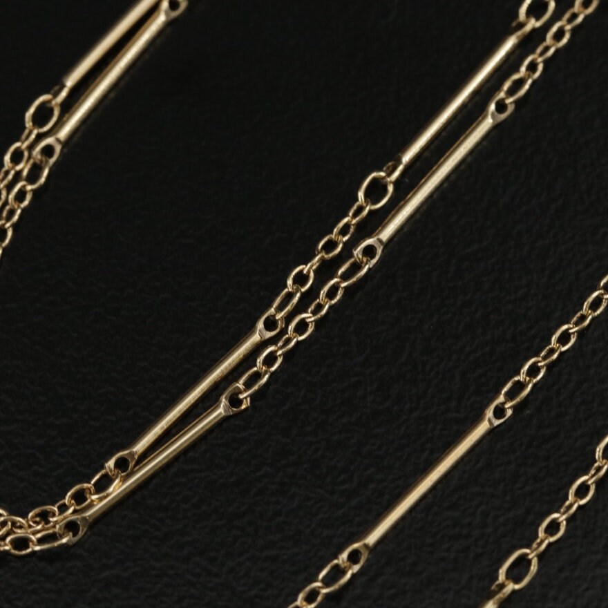 14K Yellow Gold Chain Link Necklace - Etsy
