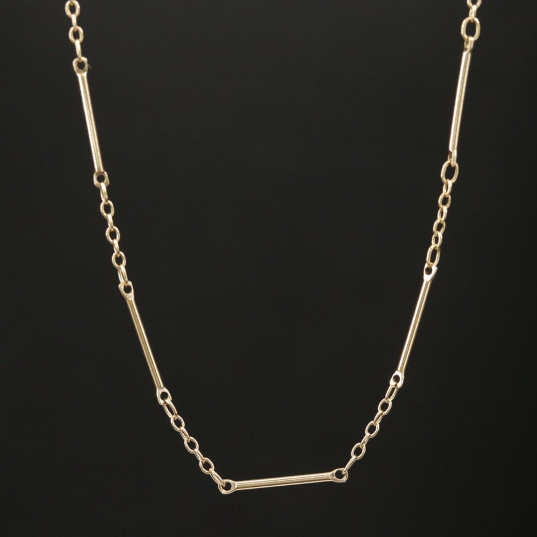 14K Yellow Gold Chain Link Necklace - Etsy