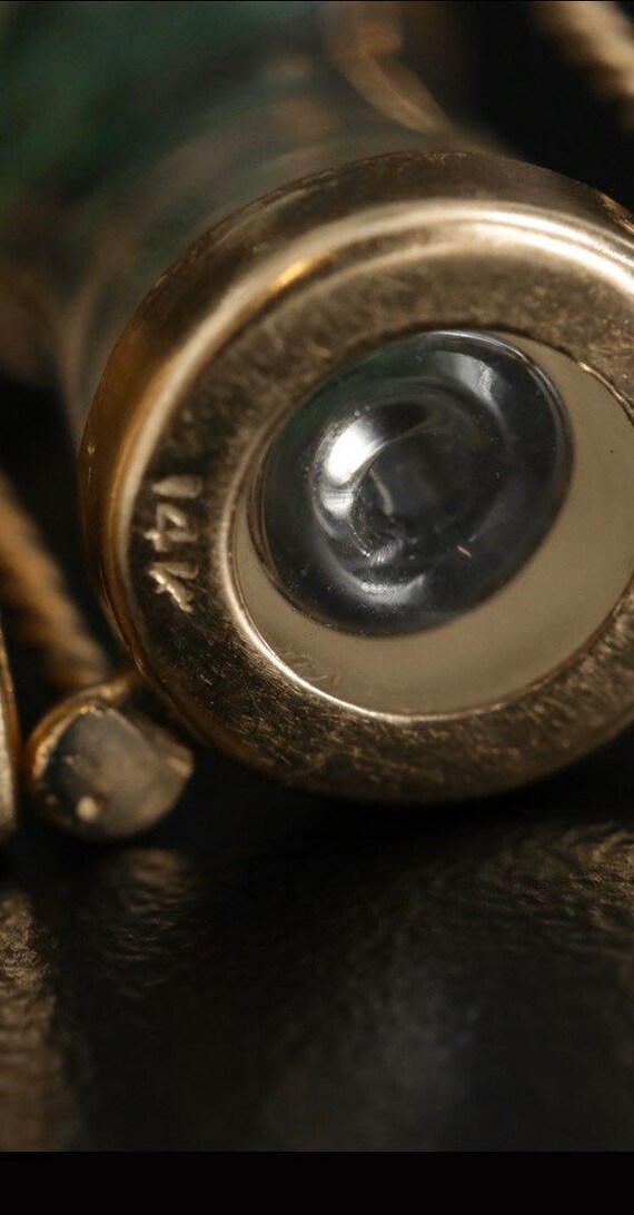 Vintage 14k Gold and Emerald Hourglass Charm - Gem