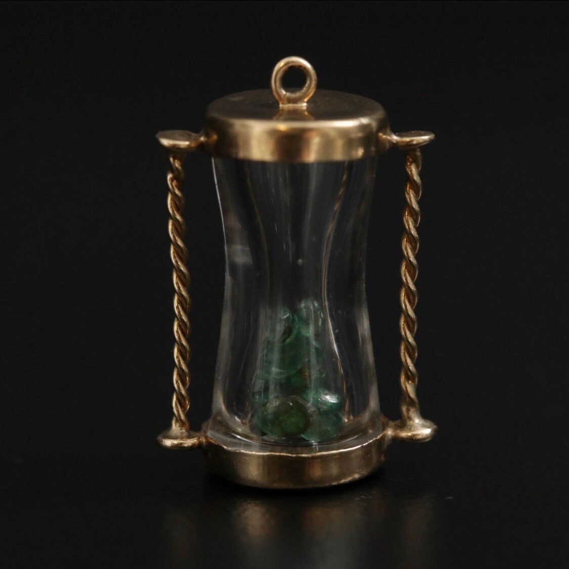 Vintage 14k Gold and Emerald Hourglass Charm - Etsy