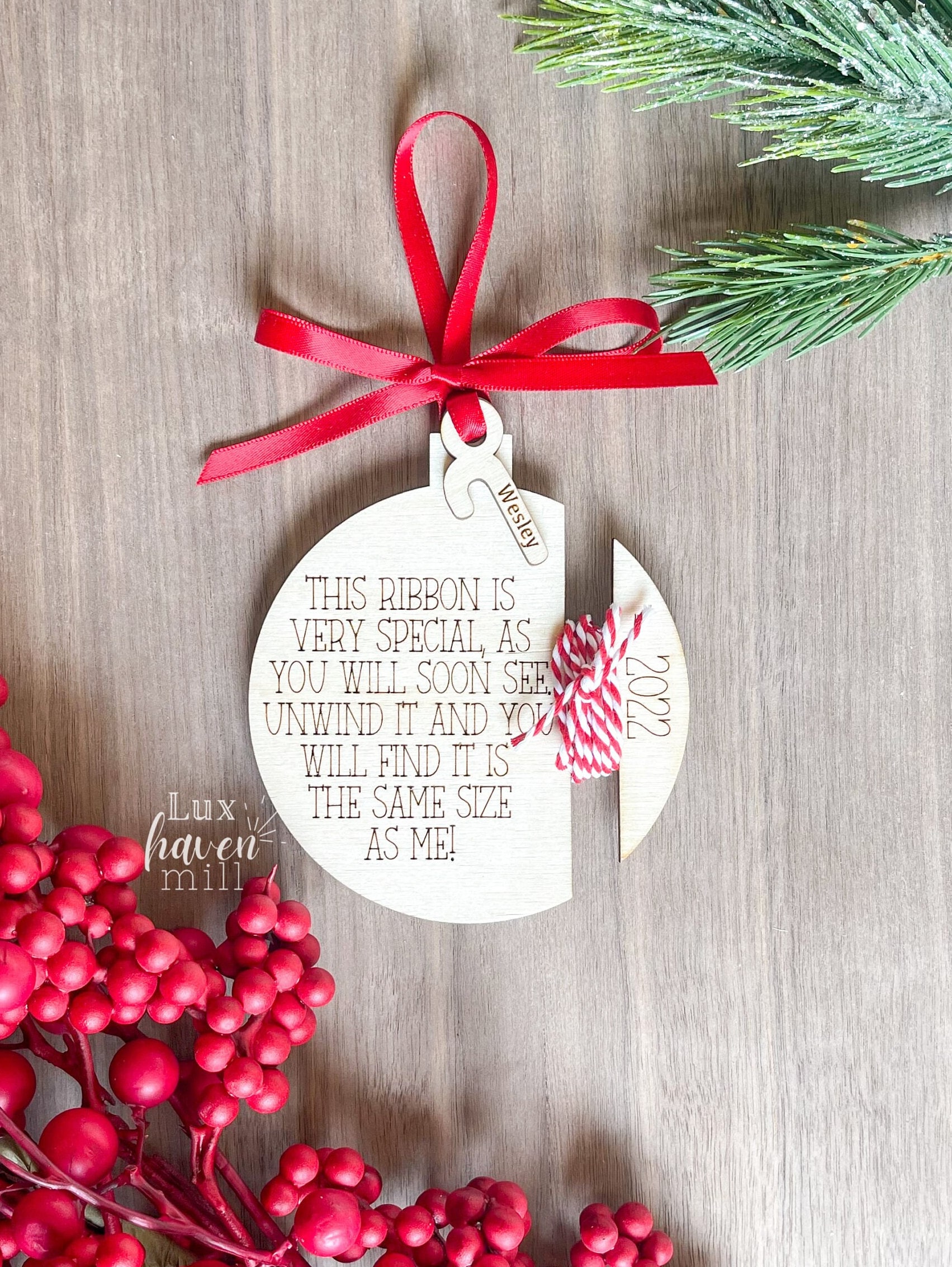 Height Ribbon Christmas Ornament, Keepsake Height Ornament, Height ...