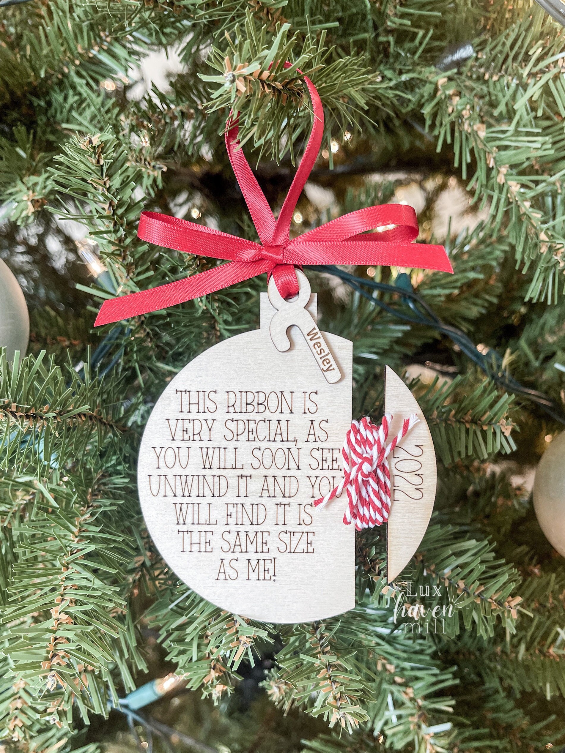 Height Ribbon Christmas Ornament, Keepsake Height Ornament, Height ...