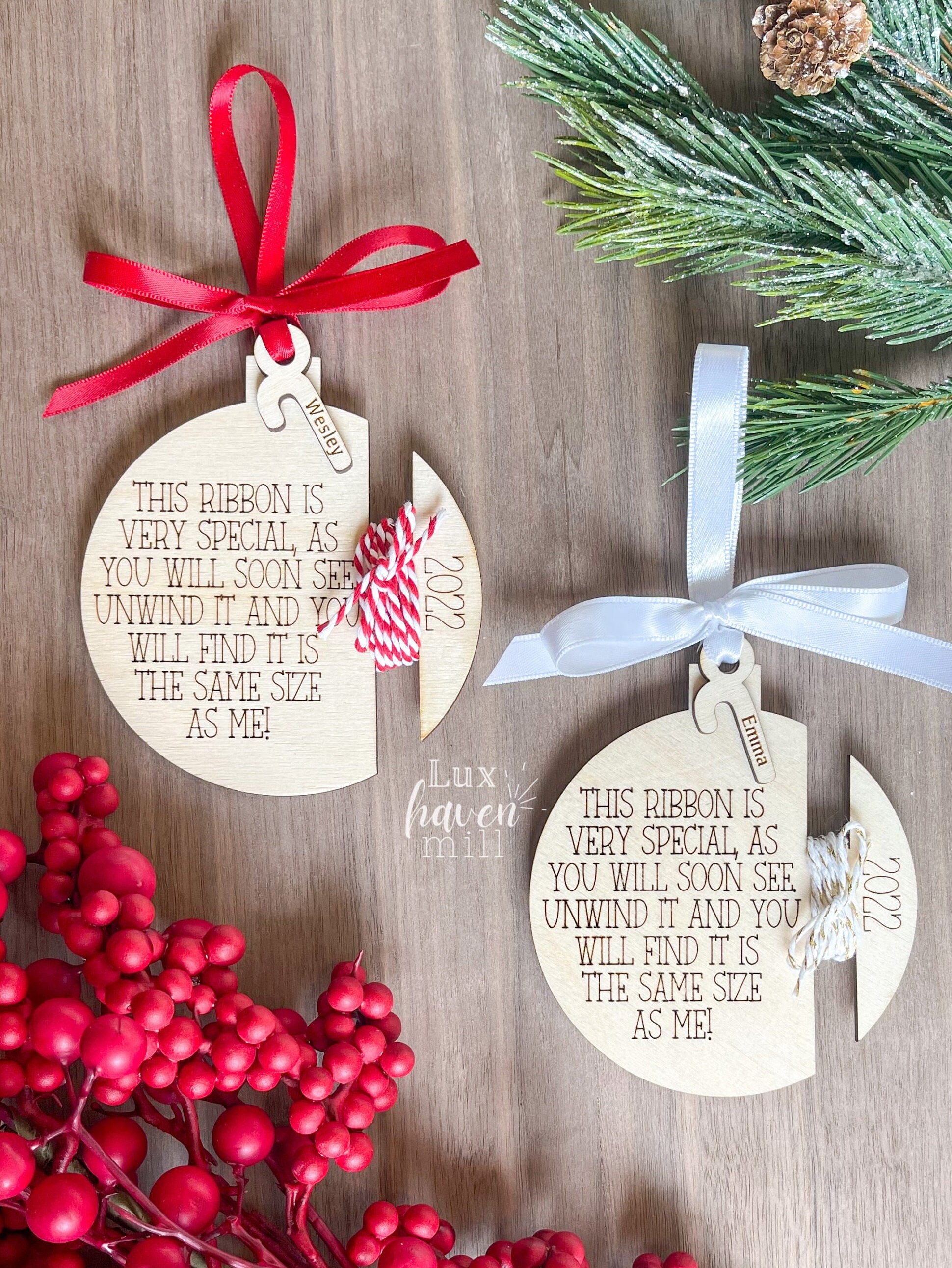 Height Ribbon Christmas Ornament, Keepsake Height Ornament, Height ...
