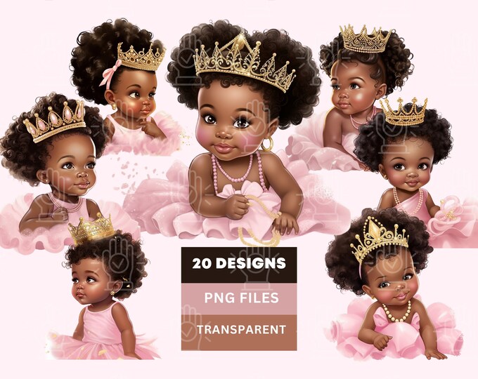 Beautiful Blessed Black Baby Girl Adorable Black Princess Clipart Afro ...
