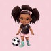 Black Soccer Player Girl Clipart, 4 PNG, Children's Illustration ...