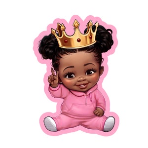 Black Baby Princess Baby Shower Clipart, 3 PNG, Little Black Girl Queen ...