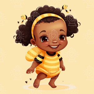 Baby Girl Bumble Bee Clipart, Our Little Bee Theme Black Baby Shower ...