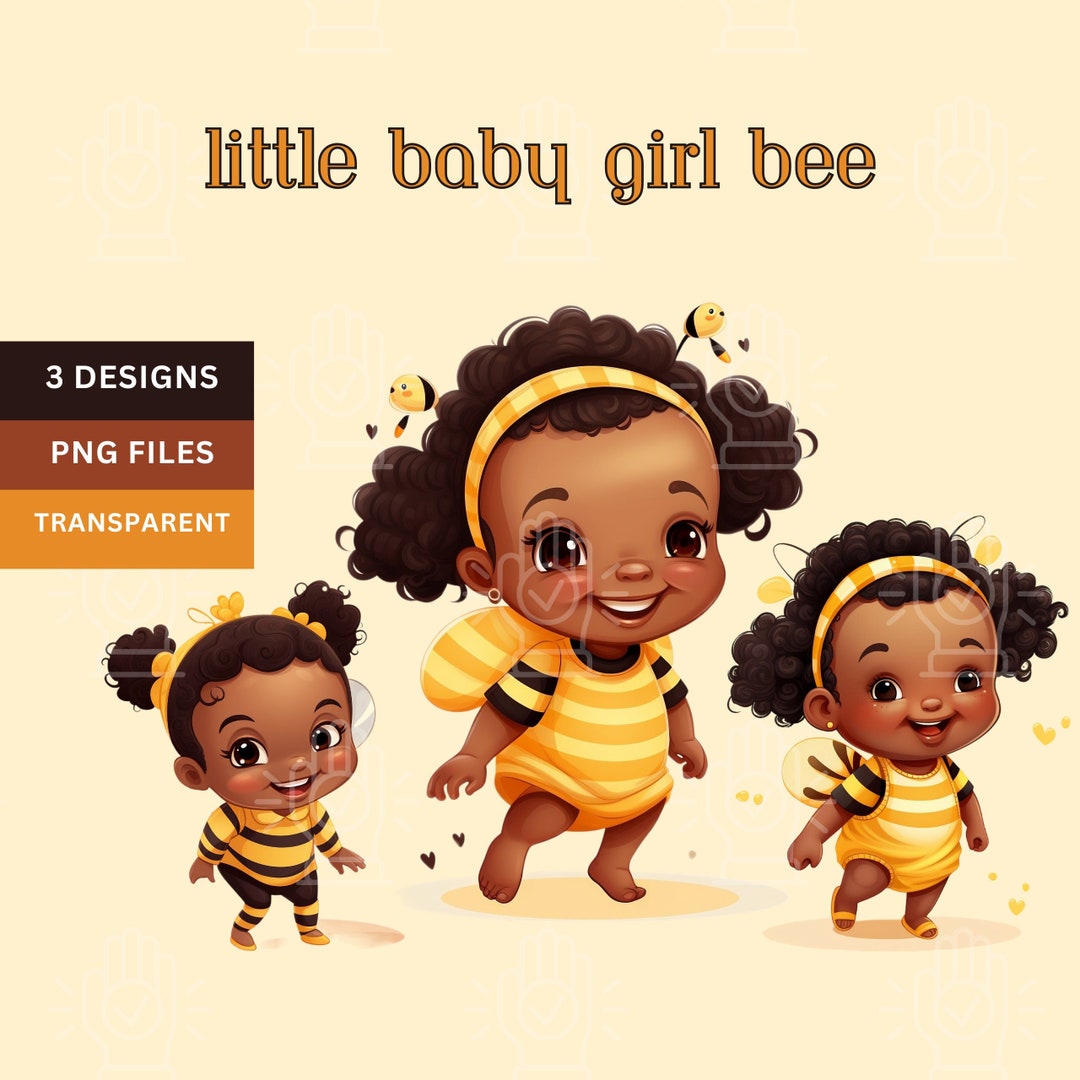 Baby Girl Bumble Bee Clipart, Our Little Bee Theme Black Baby Shower ...