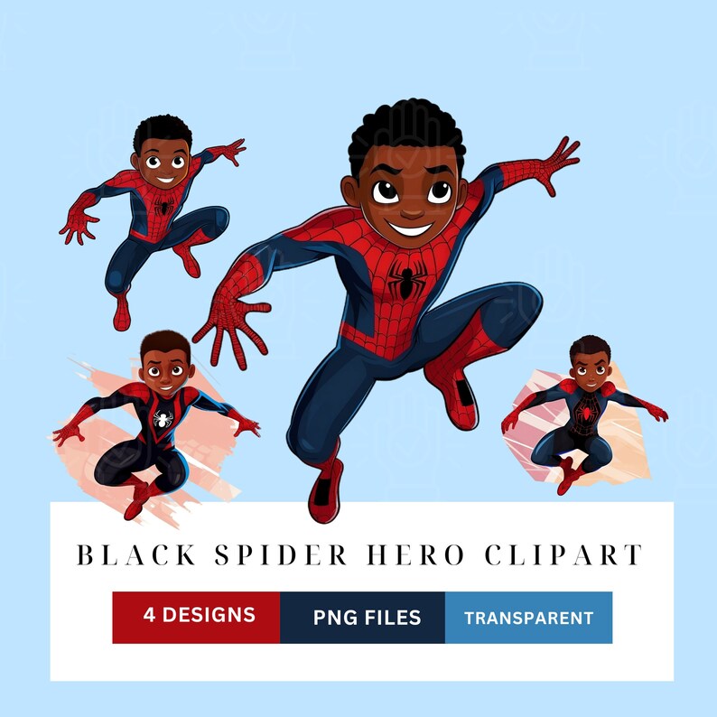 Black Boy Superhero Clip Art Spiderman Inspired PNG Hero - Etsy