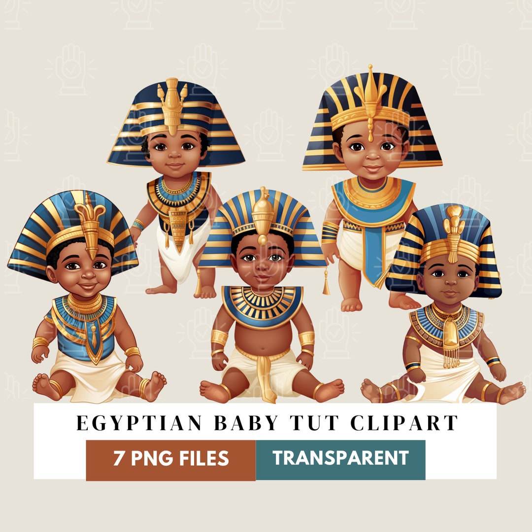 Egyptian Baby Clipart, 7 PNG, Baby Shower Pharaoh, Little Black Boy ...