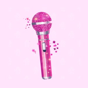 Pink Microphone Clipart, 9 PNG, Hot Pink & Silver Glitter Mic ...