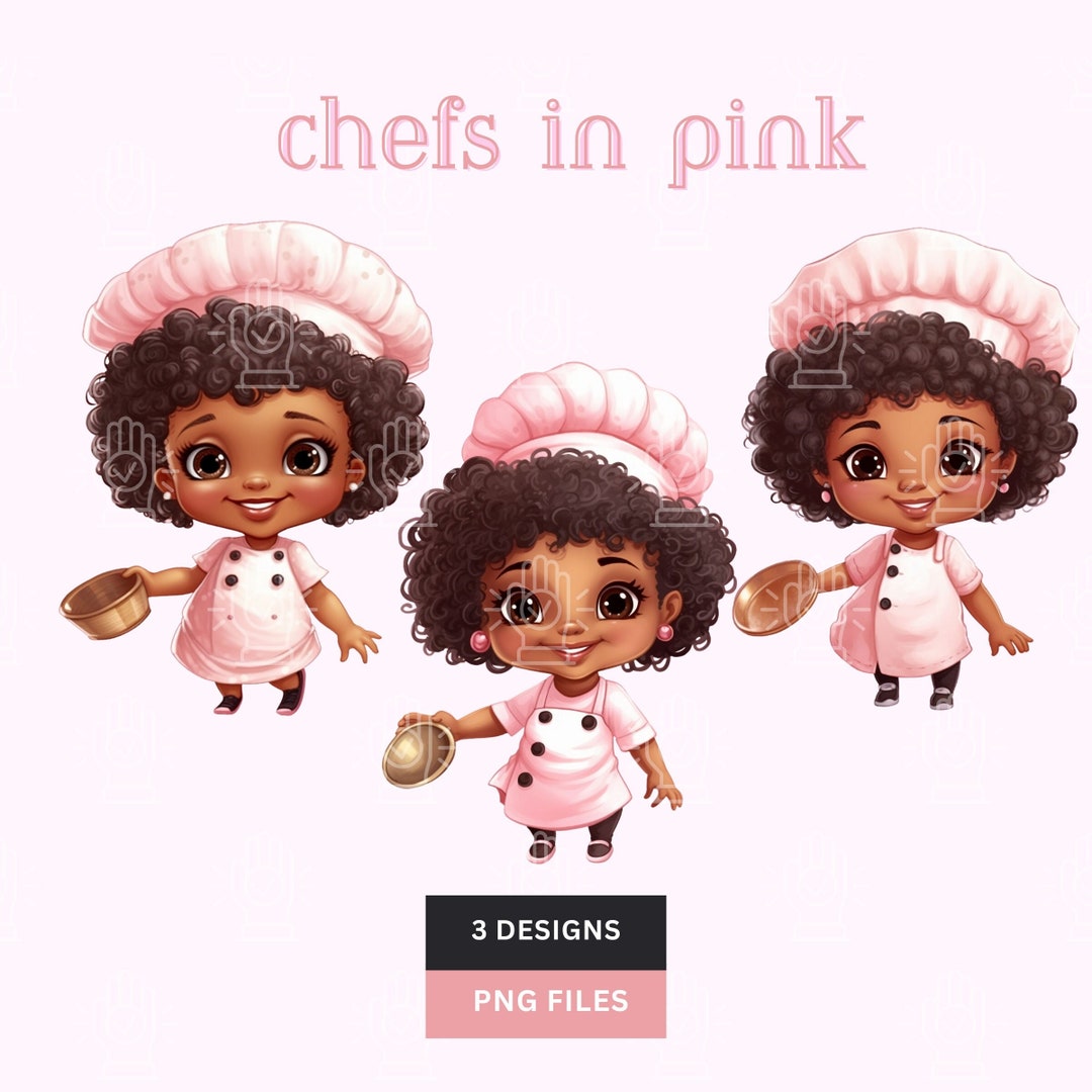 Black Baby Chef Clipart, Little Afro Girls PNG, Girl Cooks, Cooking ...