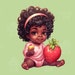 Strawberry Baby Shower Clipart , Black Baby Princess 9 PNG, Pink Green ...