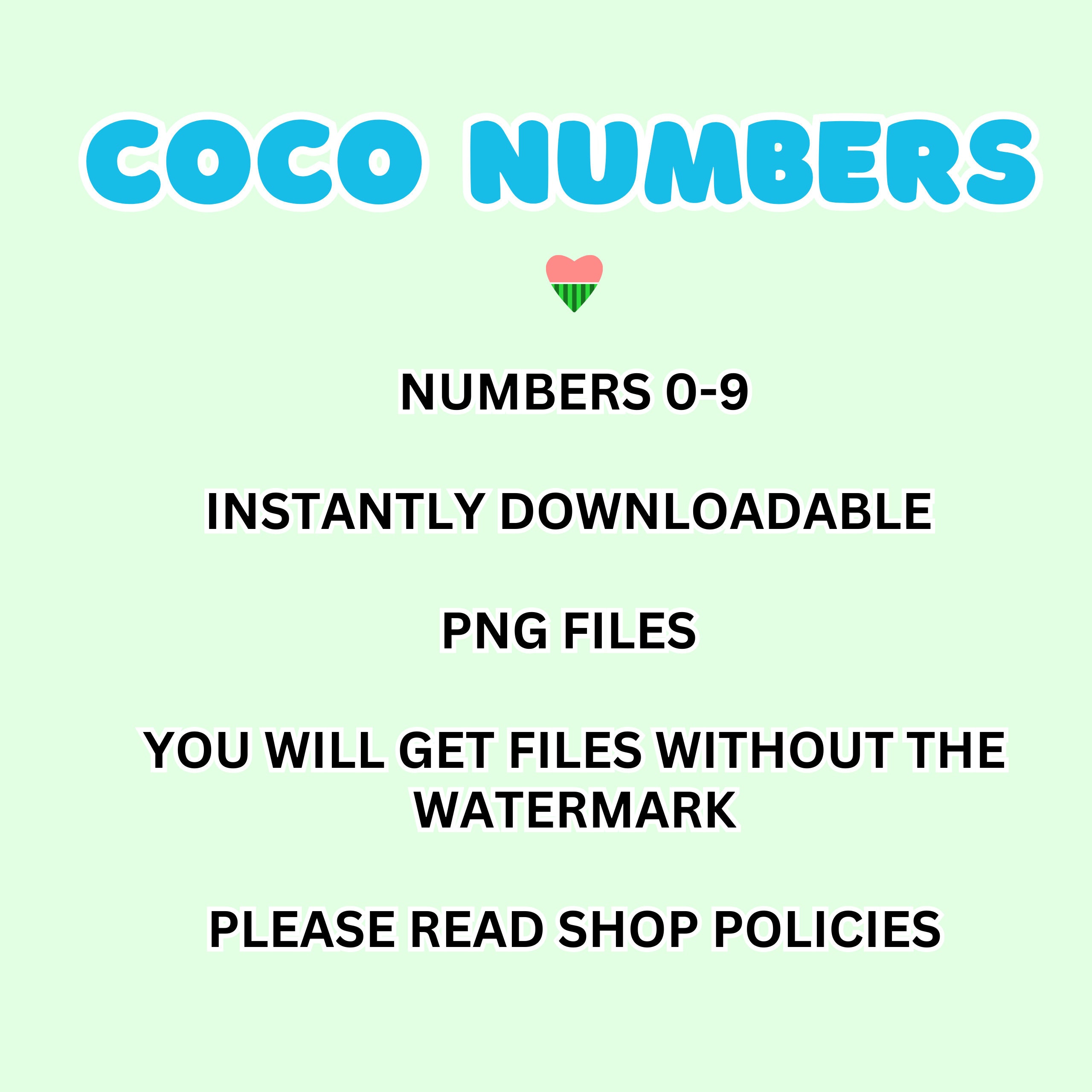 Coco Numbers PNG Bundle Watermelon Print Numbers Melon - Etsy UK