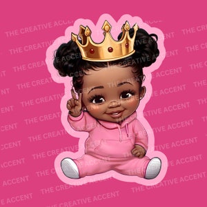 Black Baby Princess Baby Shower Clipart, 3 PNG, Little Black Girl Queen ...
