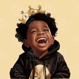 Black and Gold Black Baby Prince Baby Shower Clipart, Little Boy With ...