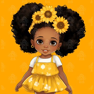 Lil Miss Sunshine Clipart, Little Black Baby Girl Clipart, Sunflower ...