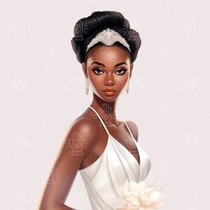 Black Bride Clipart, 19 PNG, Beautiful Wedding, Ethnic Woman, Newlywed ...