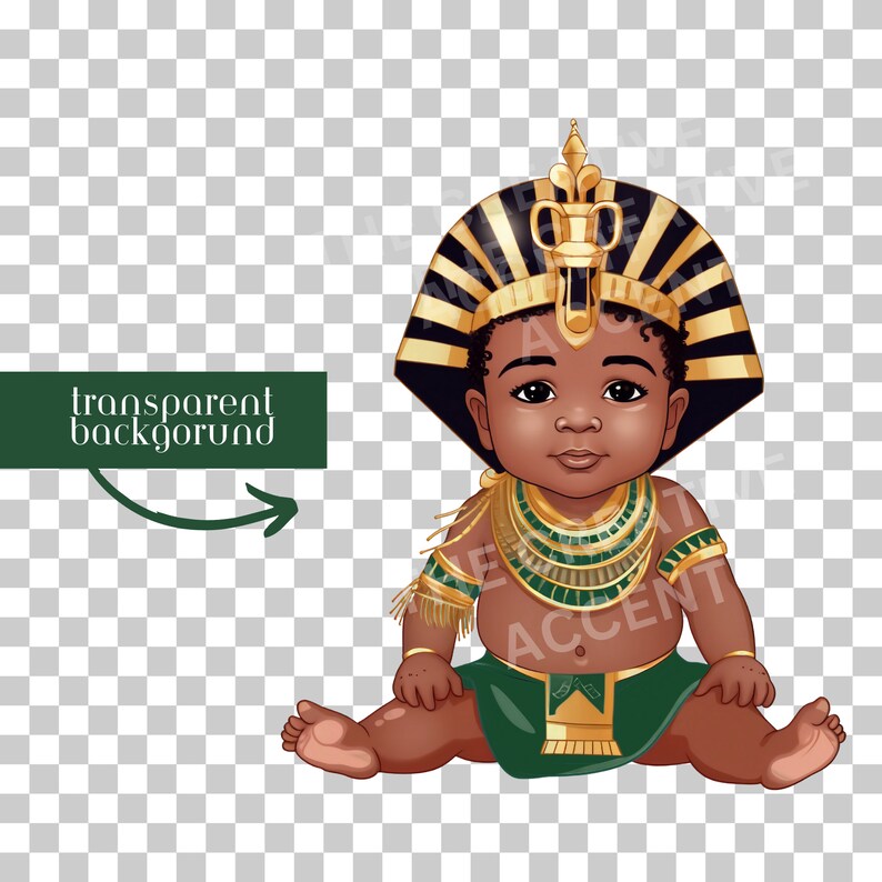 Egyptian Baby Shower Clipart Little Black Boy Prince Pharaoh - Etsy