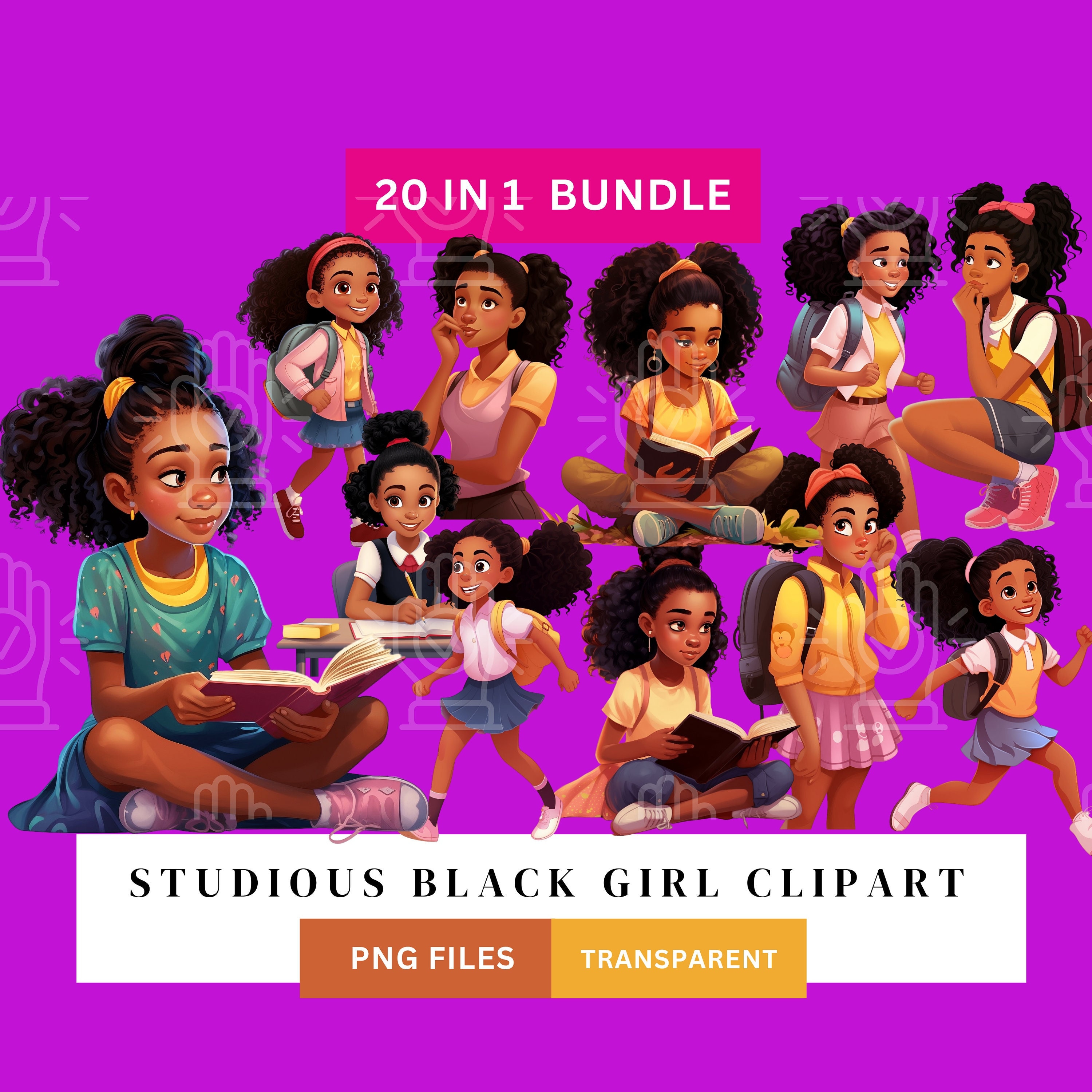 Studious Student Clipart Black