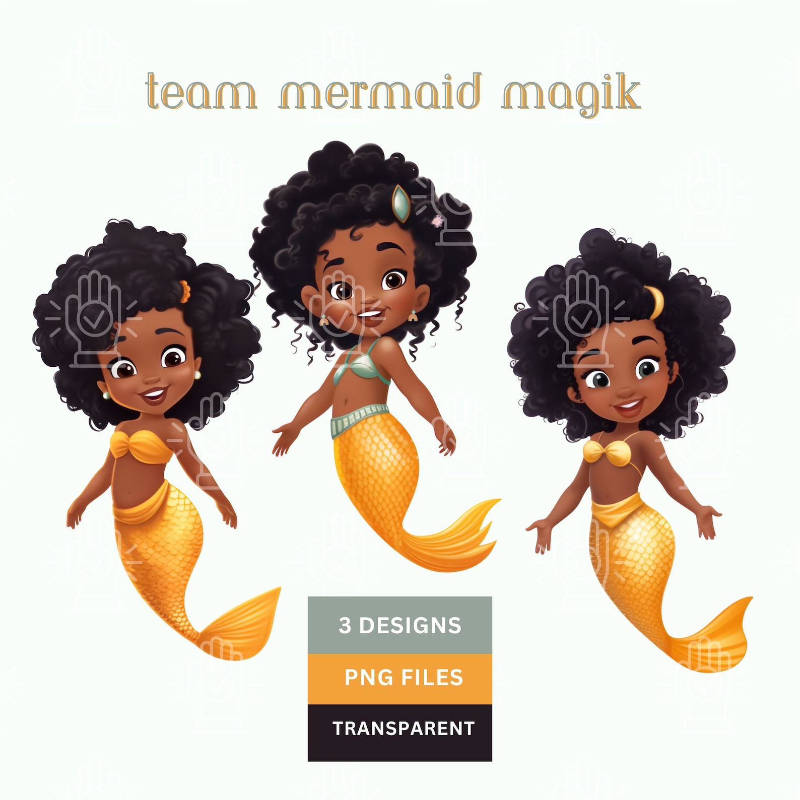 Black Girl Mermaid Clip Art Little Afro Girls PNG Ocean - Etsy