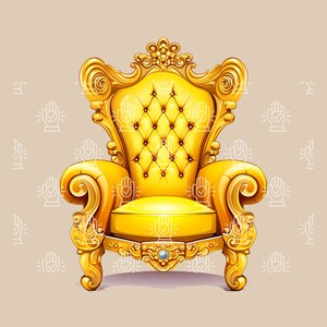 Yellow Throne Clipart, Royal Theme, PNG, Yellow and Gold Chair, King ...