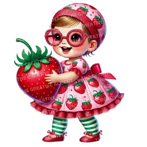 Strawberry Diva Baby Girl Clipart, PNG, Sweet One Berry Baby Shower ...
