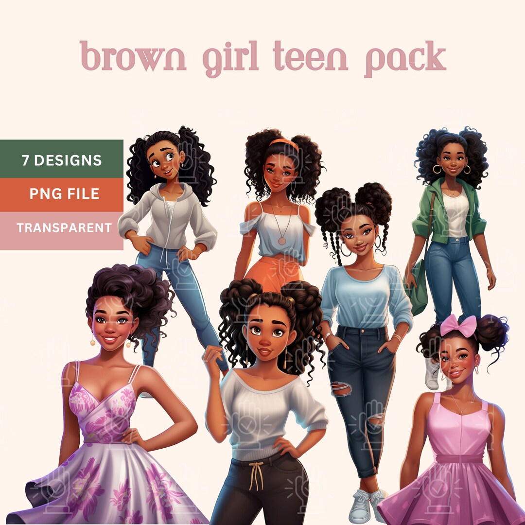 Black Girl Teen Clipart 7 PNG Afro Teenage Girls in Style - Etsy UK