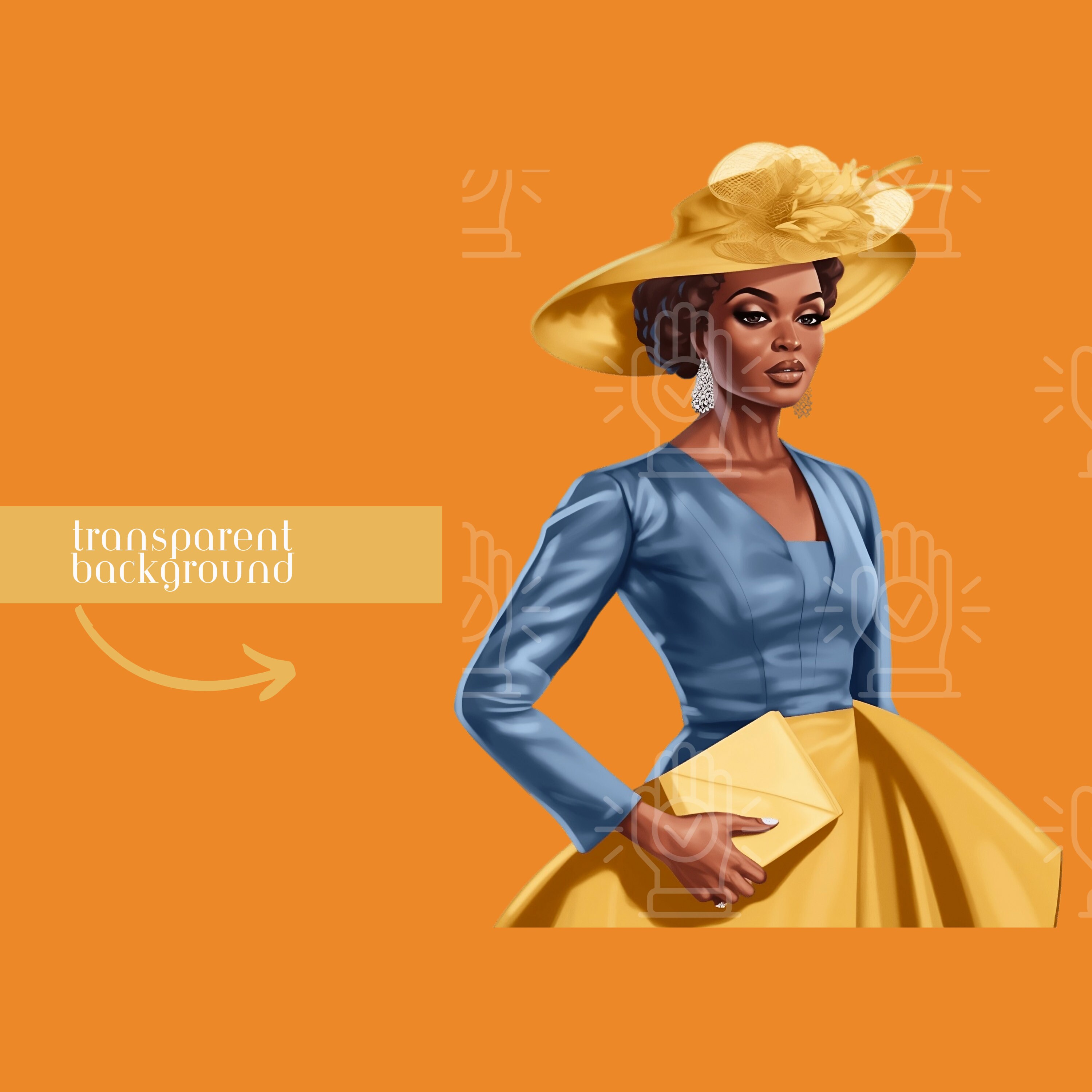 Church Woman Clip Art Black Girl With Church Hat Church - Etsy UK