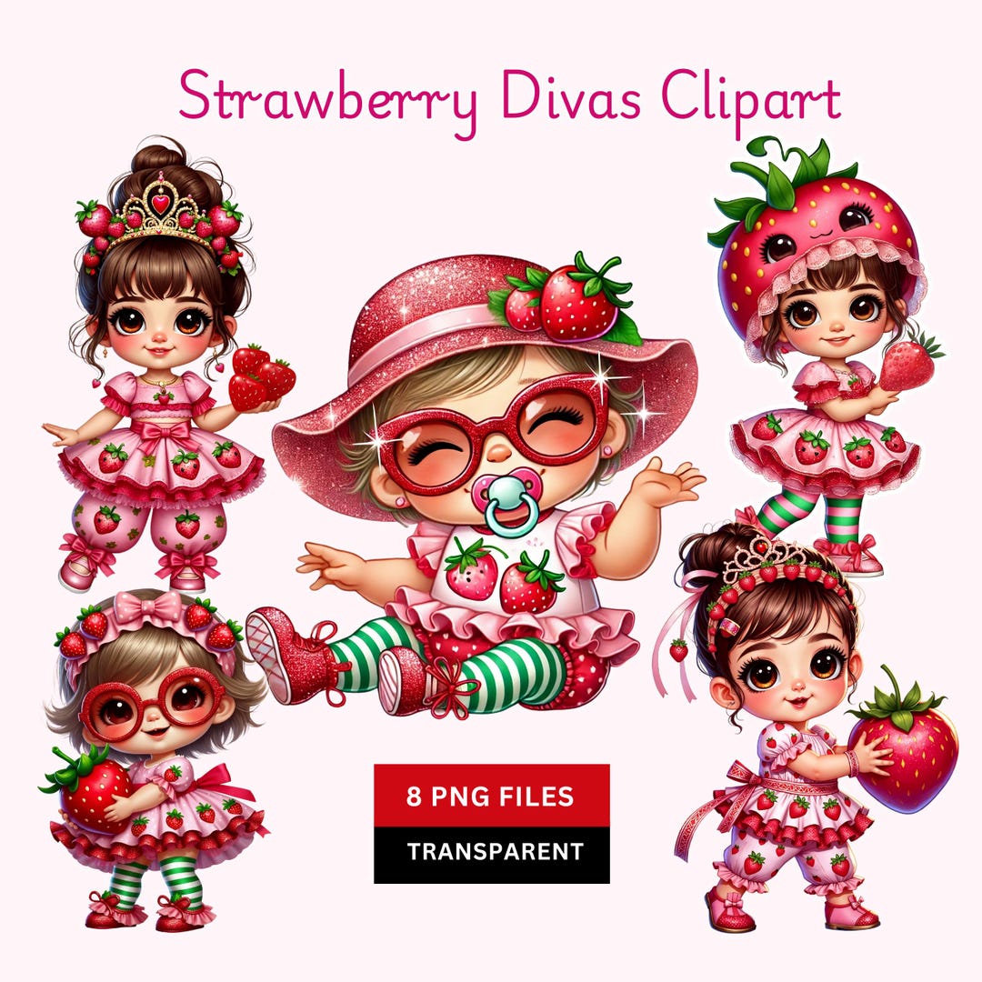 Strawberry Diva Baby Girl Clipart, PNG, Sweet One Berry Baby Shower ...