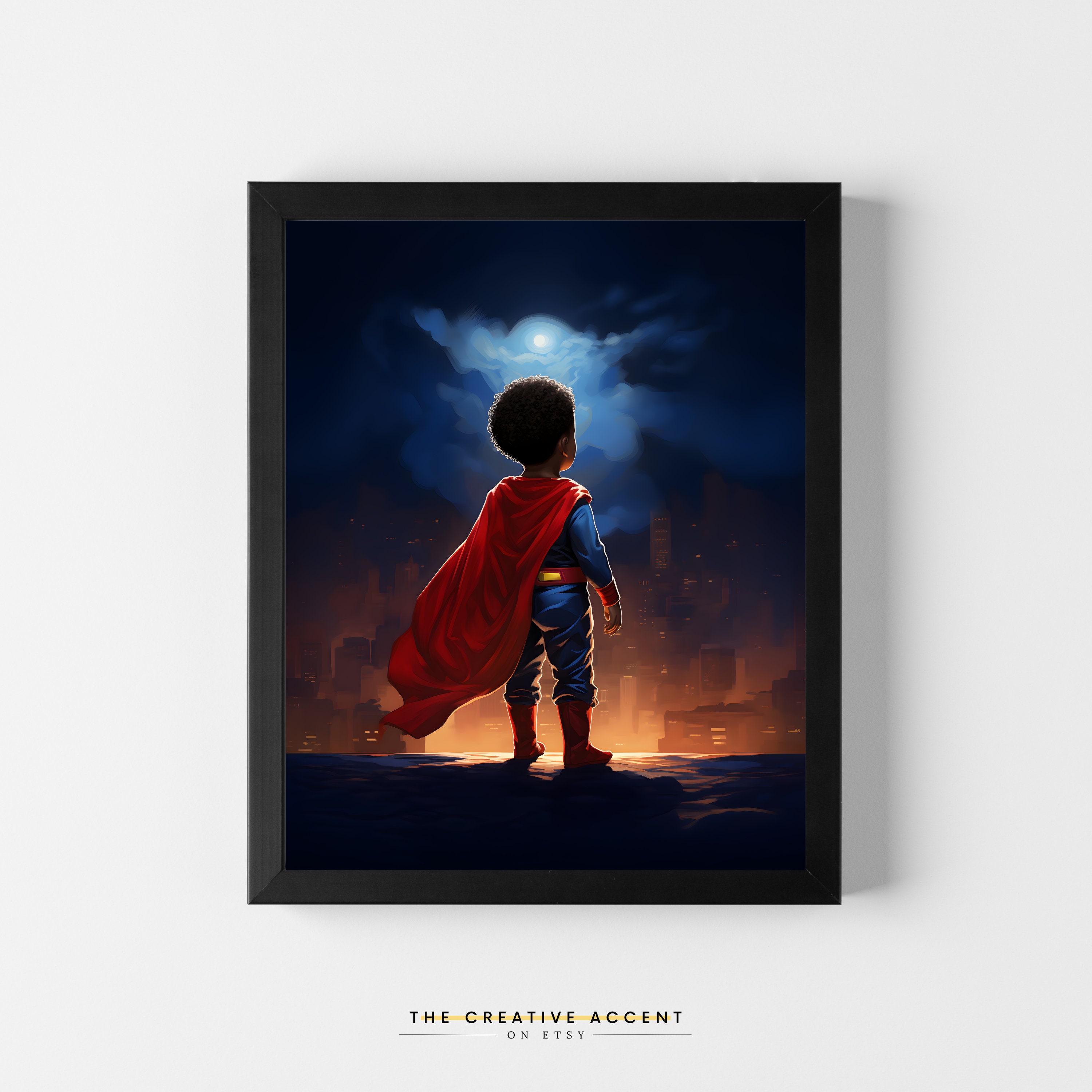 Black Boy Superhero Printable Wall Art 8x10 16x20 Night - Etsy