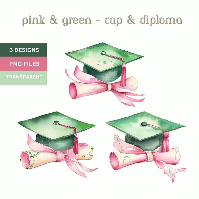 AKA Graduation PNG Pink and Green Alpha Kappa Alpha Colors - Etsy