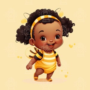 Baby Girl Bumble Bee Clipart, Our Little Bee Theme Black Baby Shower ...