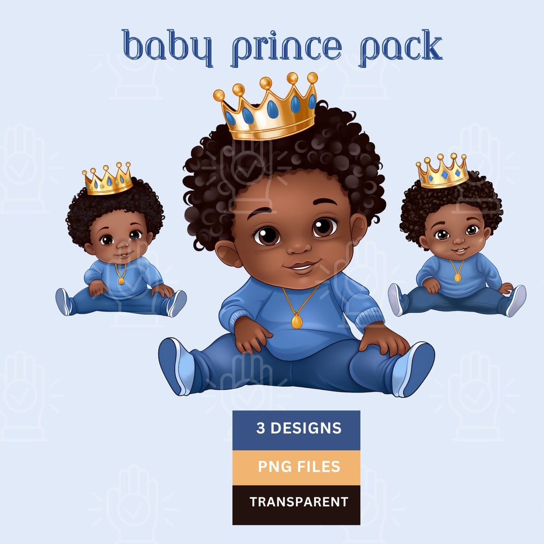 Little Black Baby Prince Pack, Baby Shower Clip Art, Toddler Boy With ...