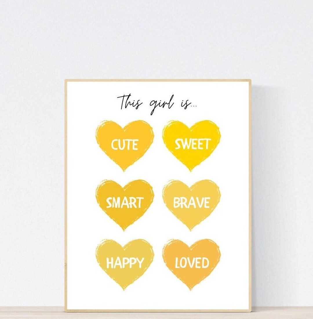 Kids Printable Art: Girls Affirmations THIS GIRL IS Sweet, Cute,brave ...