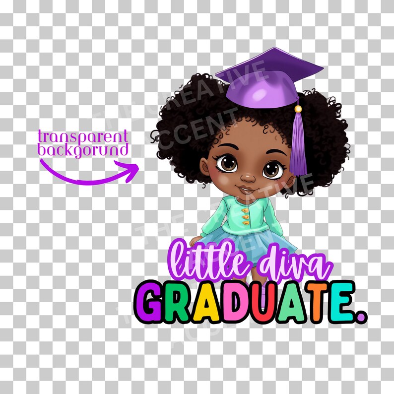 Little Black Girl Graduate Graduation Party Clip Art Diva - Etsy